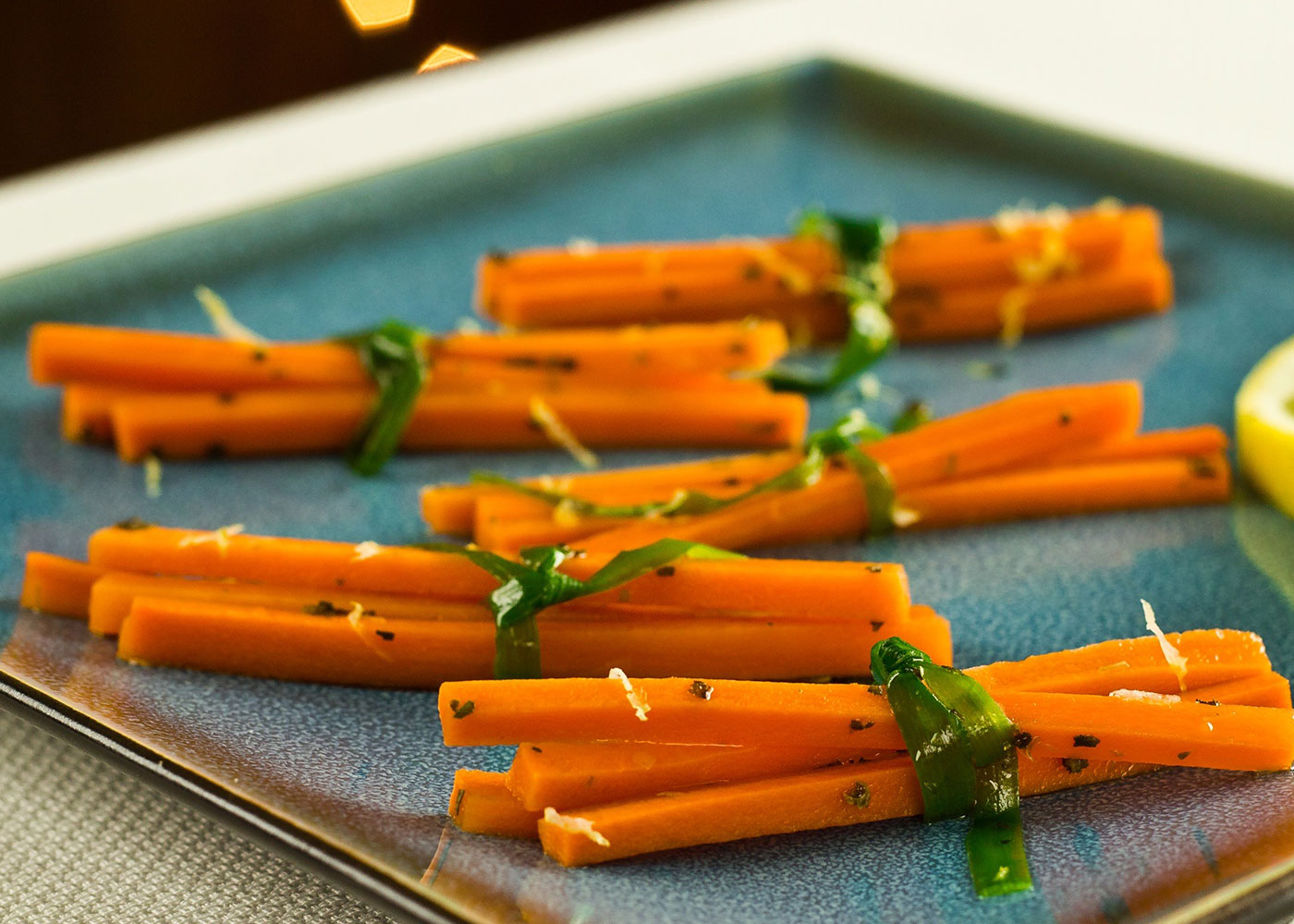 Lemon Basil Carrot Bundles Recipe, Carrot Stick Recipe, Carrot Appetizer